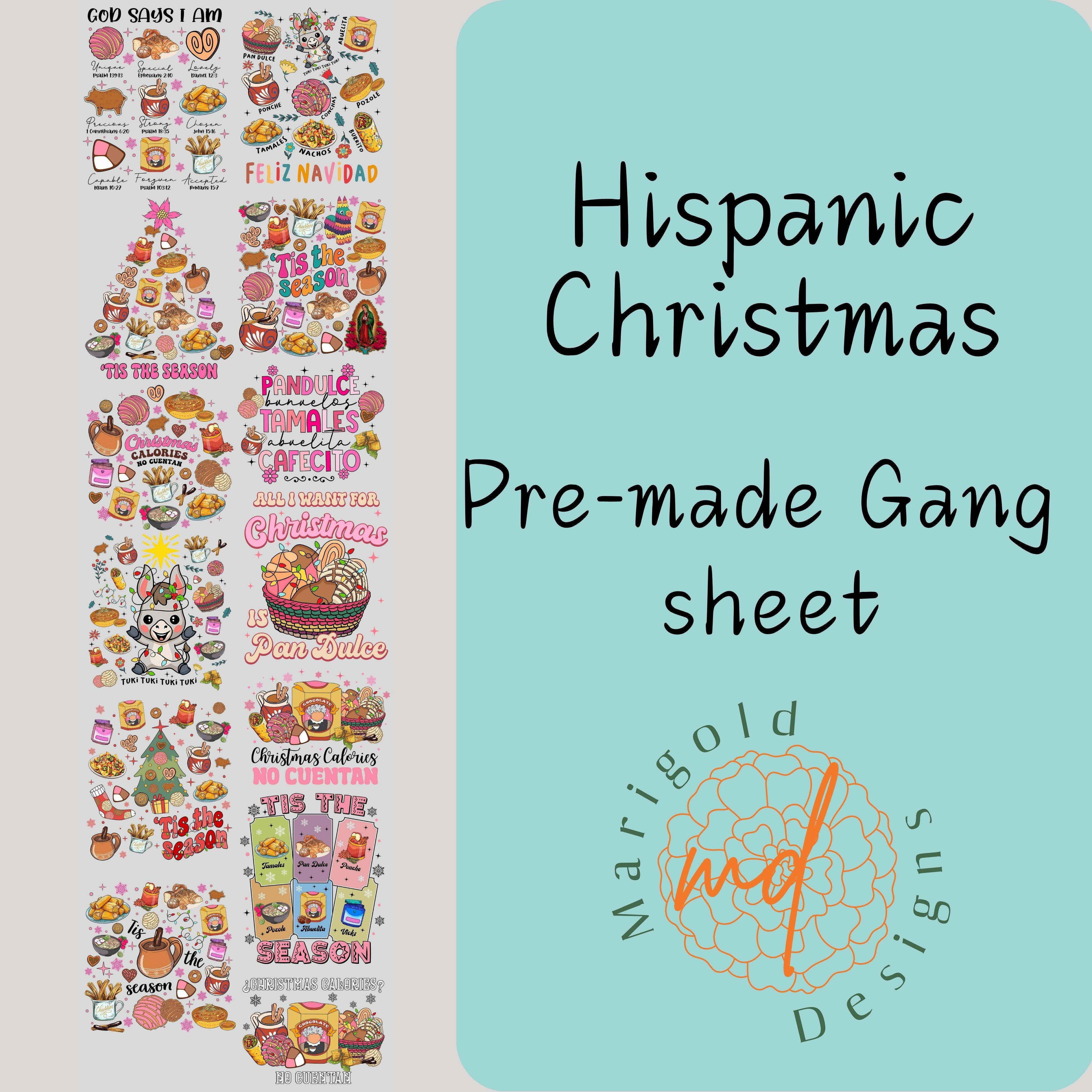 Hispanic Christmas Gang Sheet – Marigold Designs