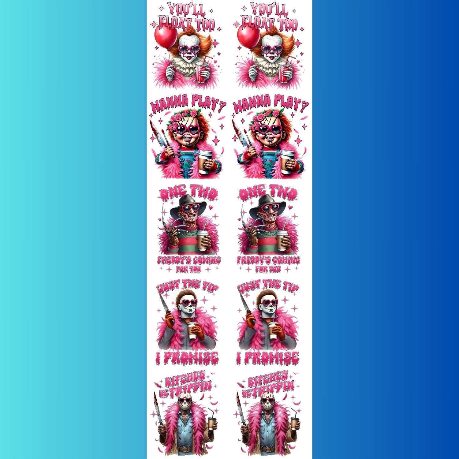 Halloween Horror Movie Characters premade DTF gang sheet, Halloween Pr ...